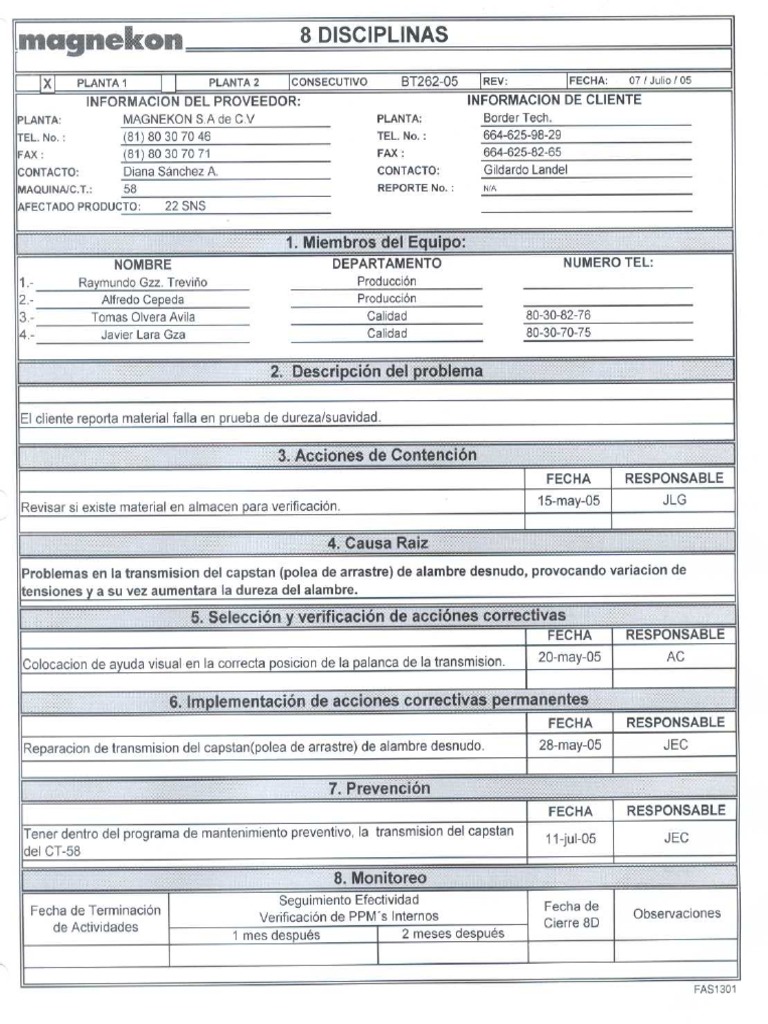8D's Ejemplo Lleno | PDF