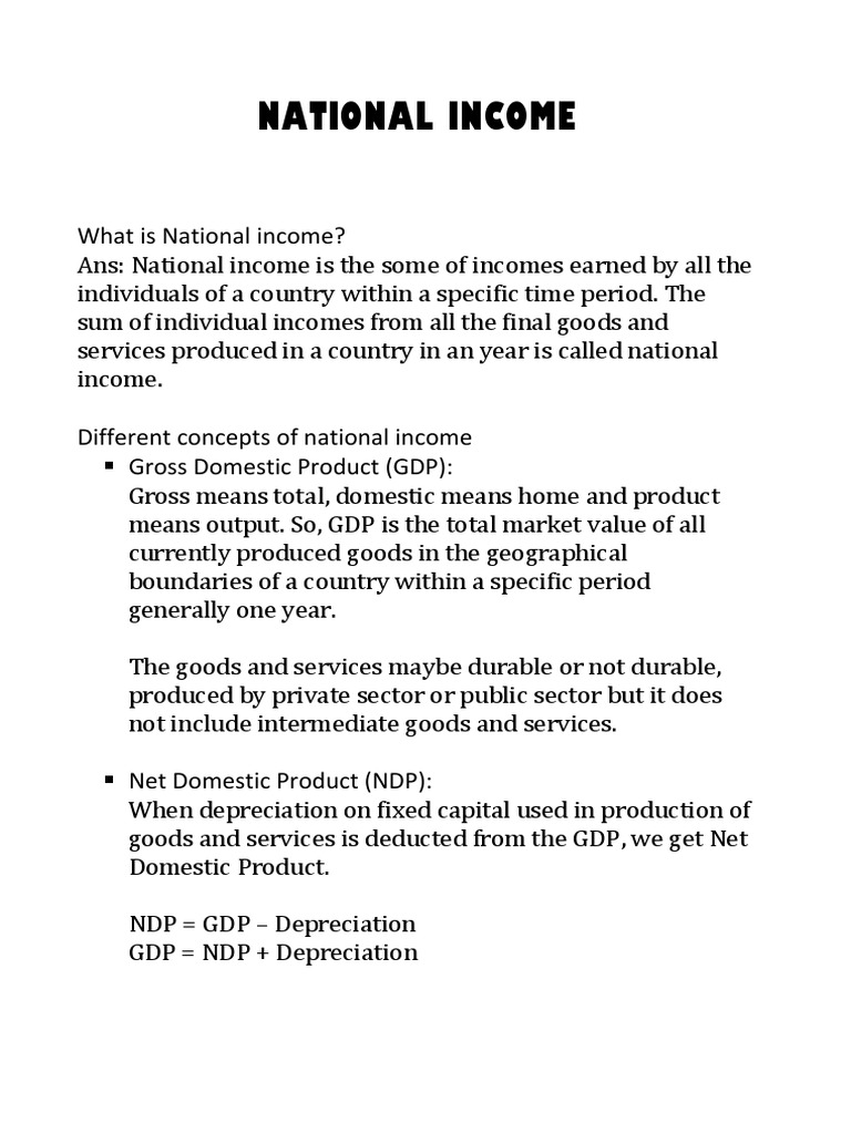 Understanding National Income Concepts | PDF | Measures Of National ...