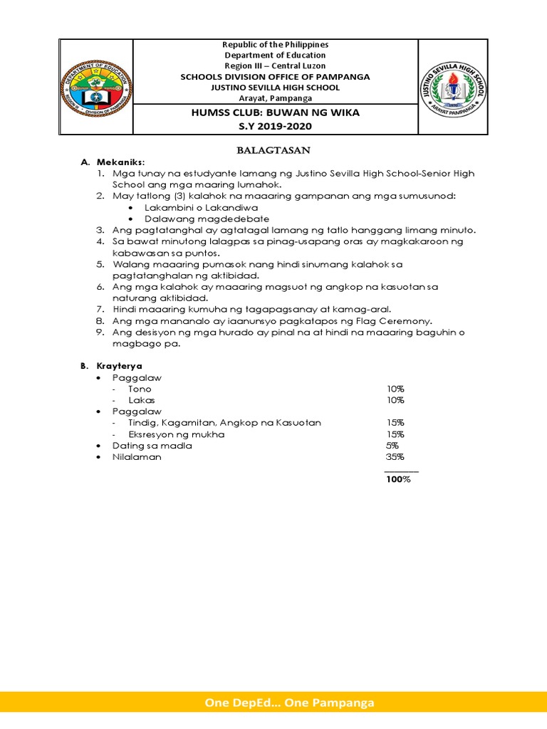 Mechanics and Criteria For Buwan NG Wika | PDF