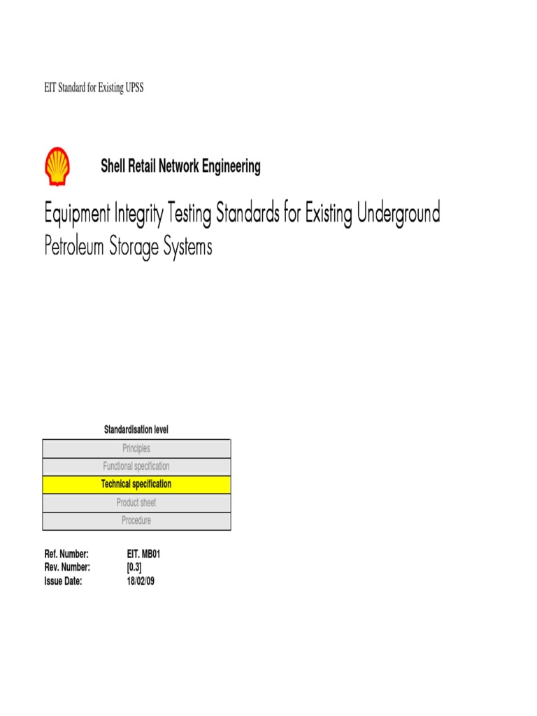 EIT Standards for Existing UPSS | PDF | Leak | Calibration
