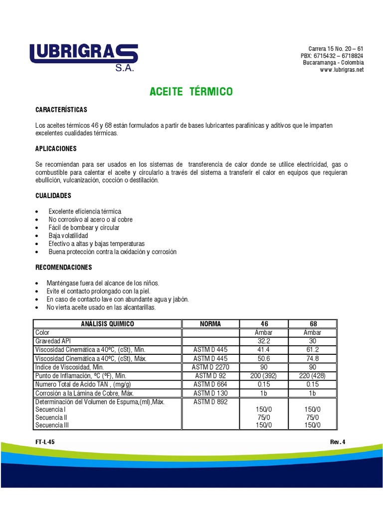 Aceite Termico | PDF | Petróleo | Cobre