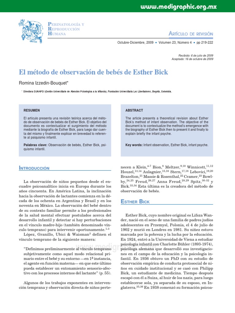 Observacion de Bebes. El Metodo Esther Bick de La Clinica Tavistock PDF ...