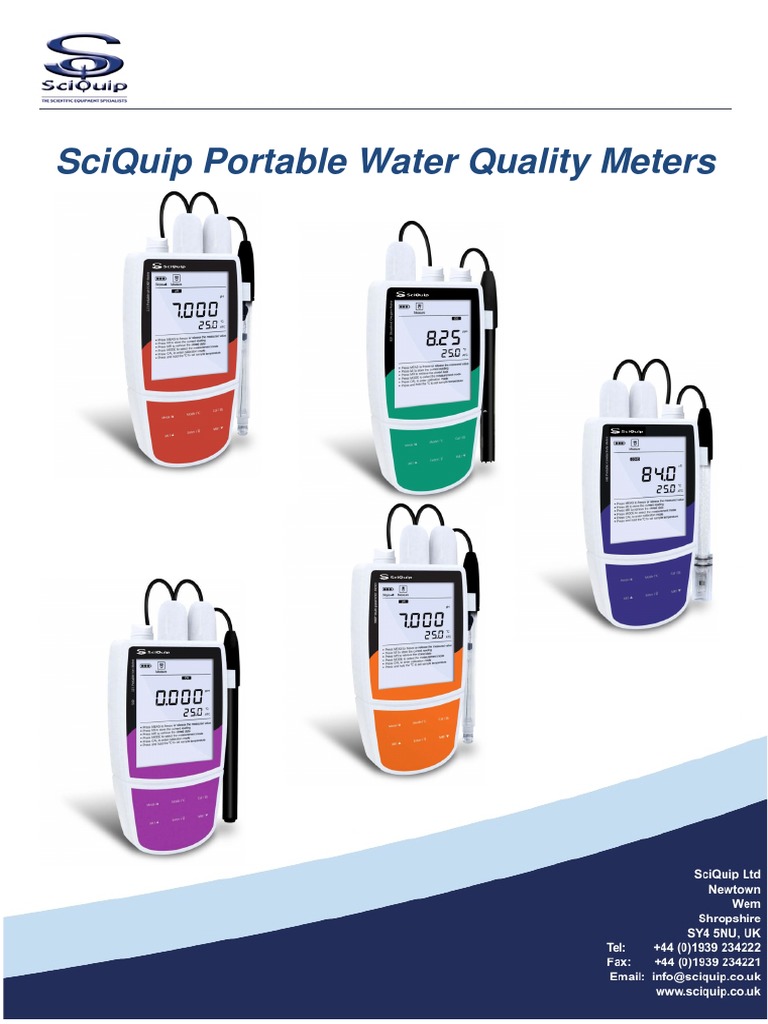 SciQuip Portable Water Quality Meters | PDF | Ph | Calibration