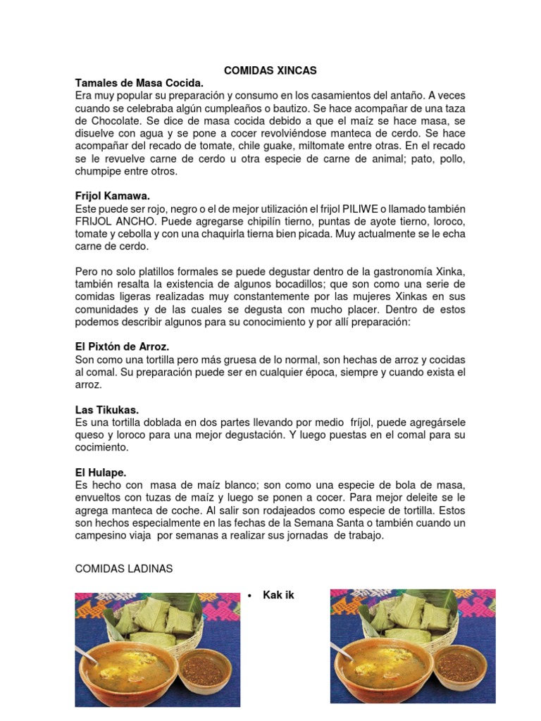 Comidas Xincas | PDF | Mariscos | Comida y bebida