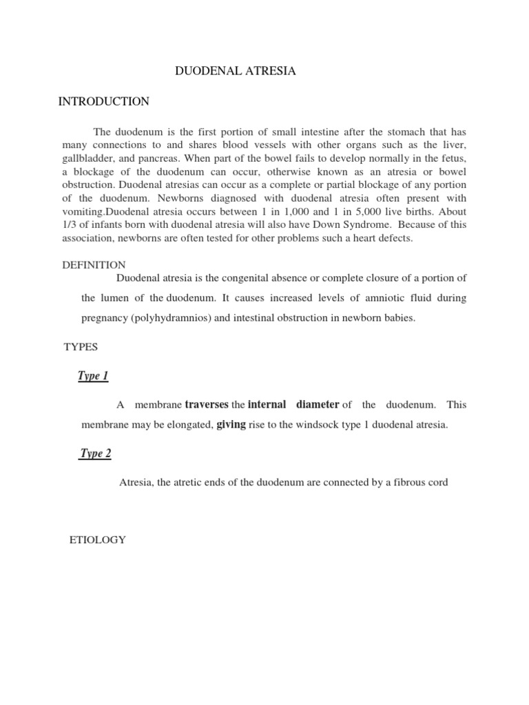 Duodenal Atresia: Type 1 | PDF | Science & Mathematics