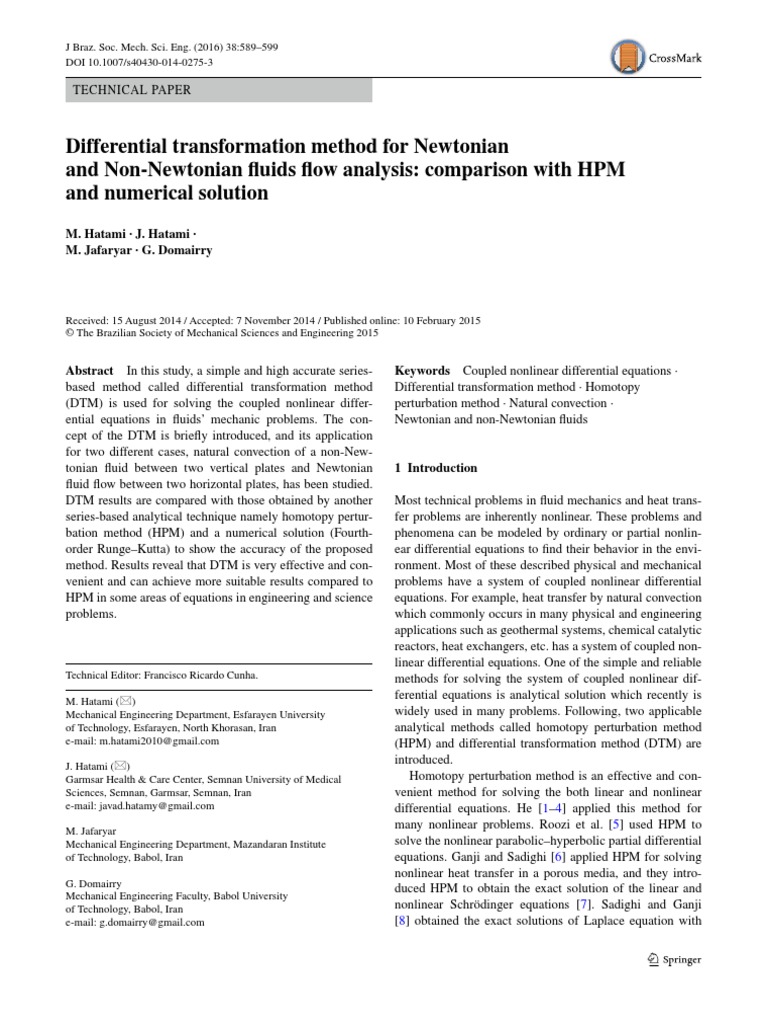 Differential Transformation Method | PDF | Nonlinear System | Fluid Mechanics