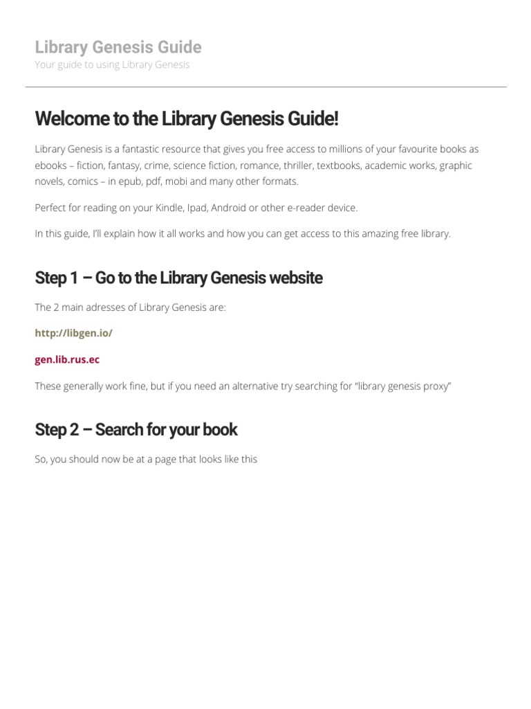 Library Genesis - Library Genesis Guide | PDF | E Books | Digital ...
