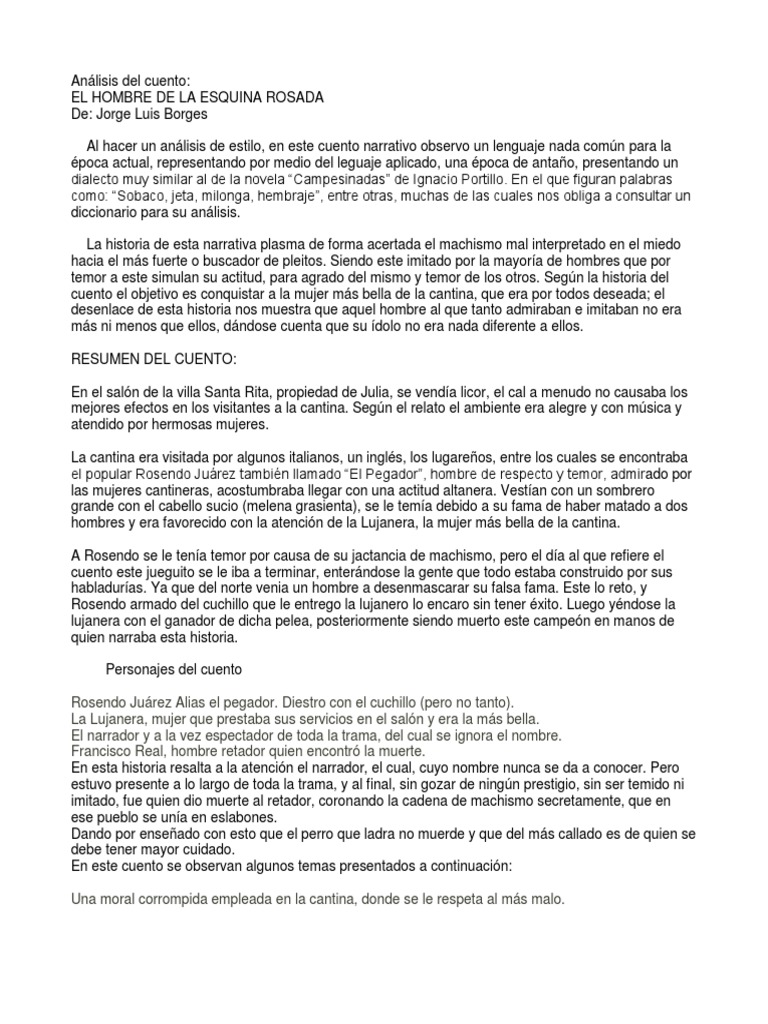 Análisis Del Cuento | PDF | Musica Tango | Cuentos