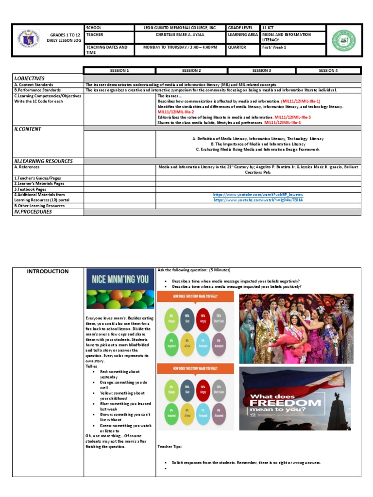 Mil DLL Week 1 | PDF | Information Literacy | Mass Media