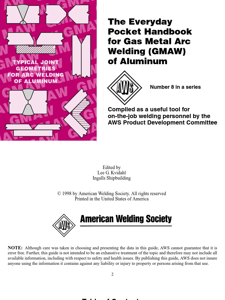 AWS - PHB-8-1998 The Everyday Pocket Handbook For Gas Metal Arc Welding ...