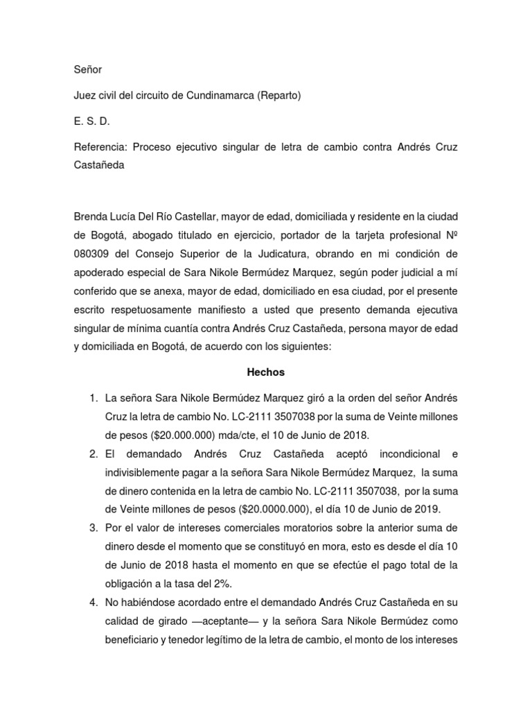 Demanda Version Final | PDF | Pagaré | Demanda judicial