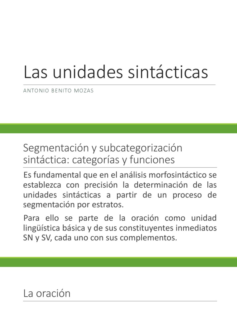 Las Unidades Sintácticas | PDF | Oración (Lingüística) | Sintaxis
