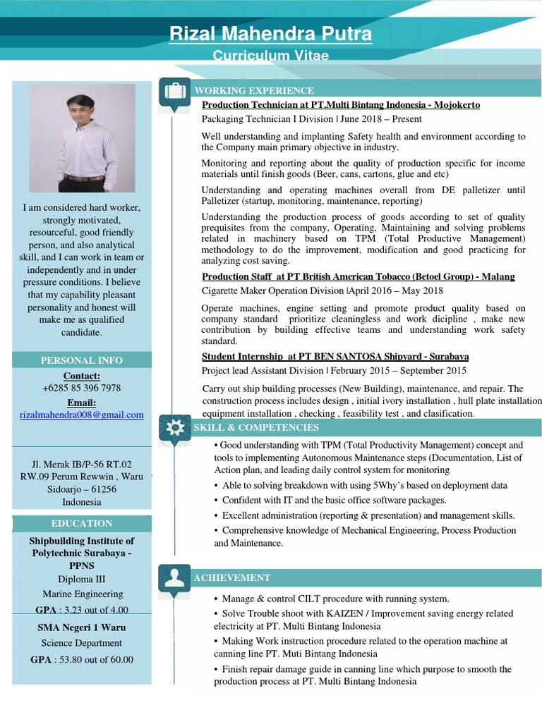 Rizal Mahendra Putra: Curriculum Vitae | PDF | Business
