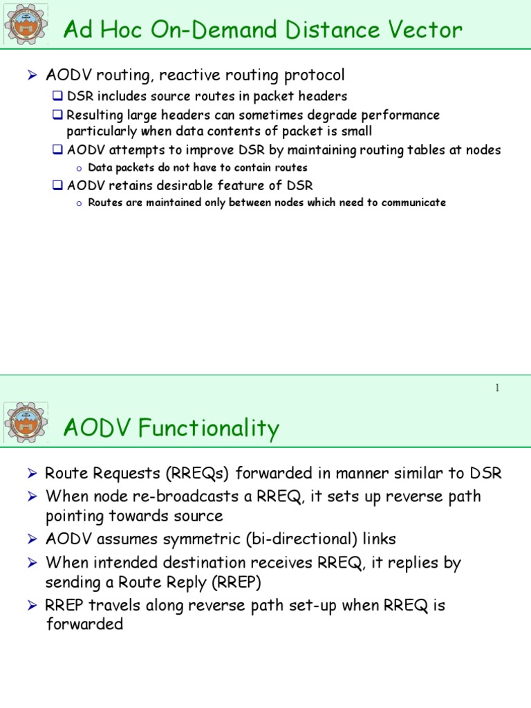 Ad Hoc On-Demand Distance Vector: AODV Routing, Reactive Routing Protocol | PDF | Routing ...