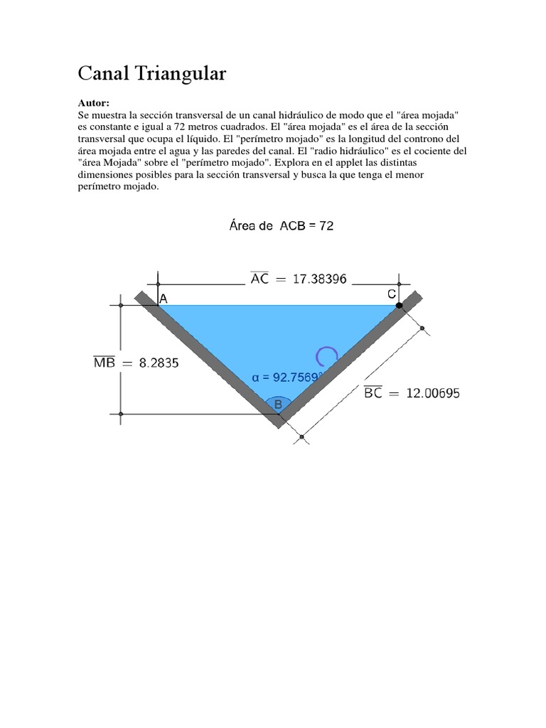 Diseño de Canales Triangulares Hidráulicos | PDF | Triángulo | Ecuaciones