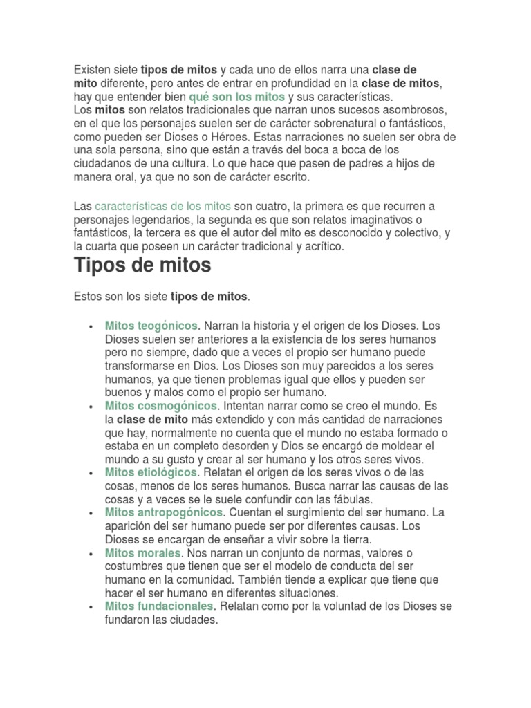 Tipos de Mitos | PDF | Homo Sapiens | Dios