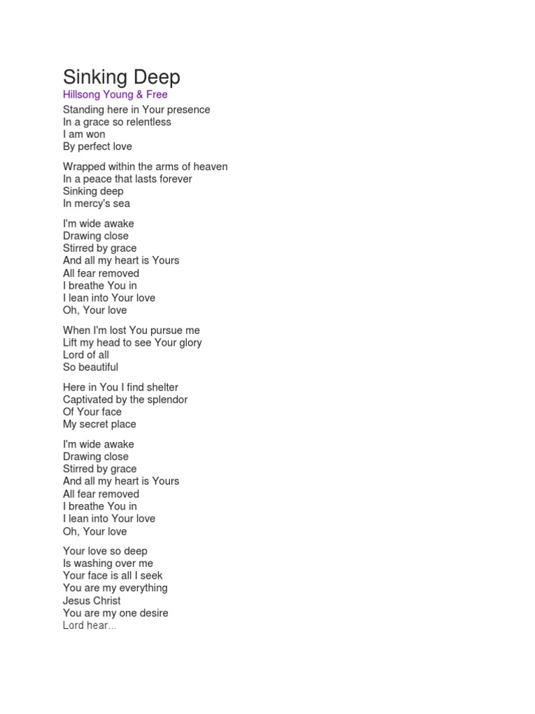 Sinking Deep: Hillsong Young & Free | PDF