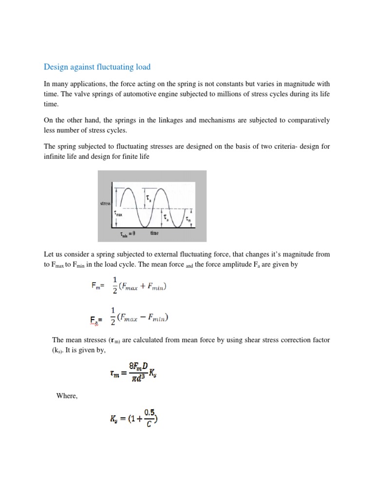 Design Against Fluctuating Loads of Helical Springs | PDF | Stress ...