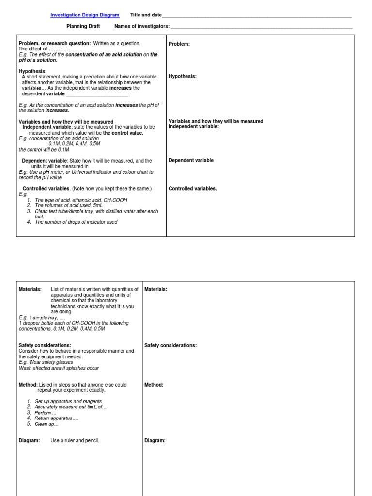 Investigation Design Template | PDF | Dependent And Independent ...