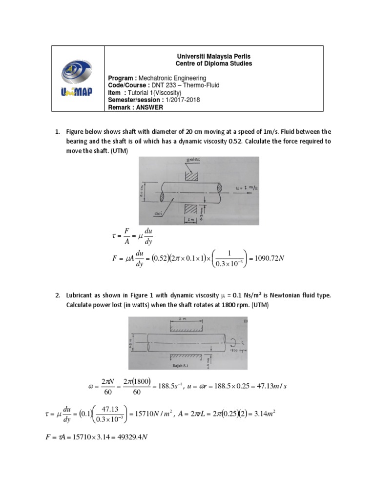 TUTORIAL 1-Viscosity - 0 | PDF | Torque | Viscosity