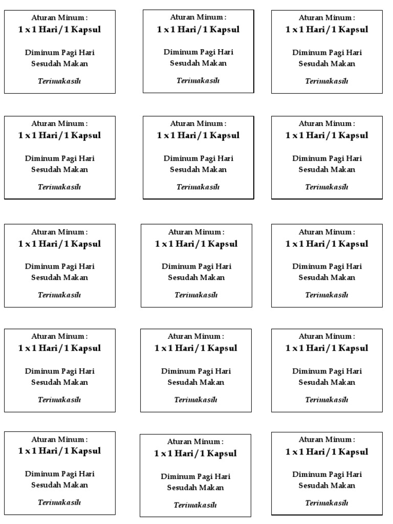 Label Aturan Minum Obat | PDF