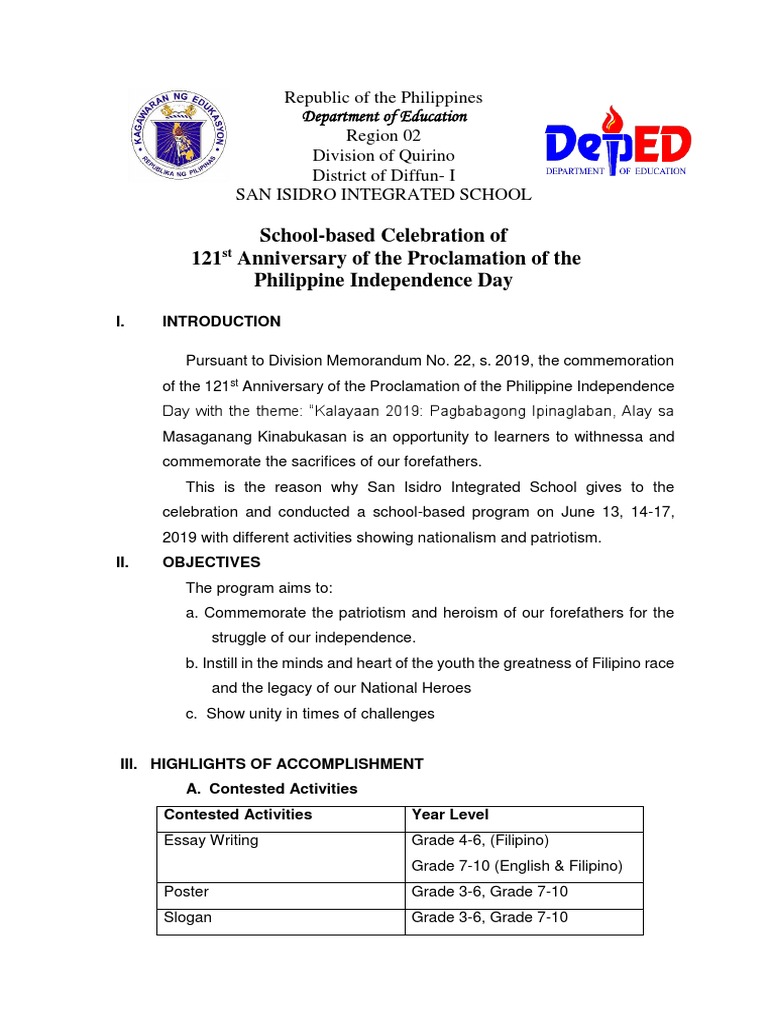Accomplishment Report Independence Day | PDF