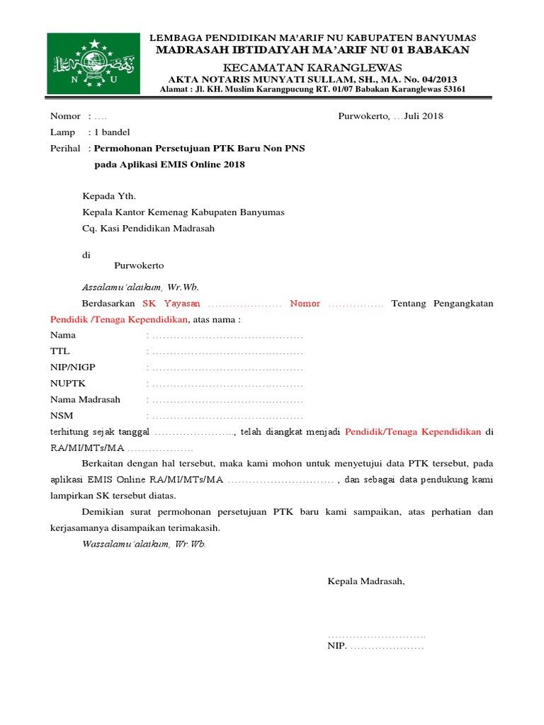 Surat MUTASI MASUk | PDF