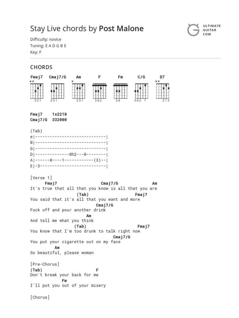 Stay - Post Malone | PDF | Song Structure