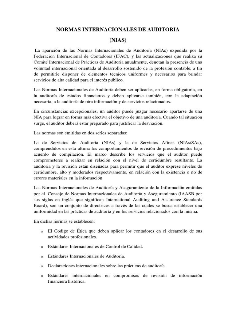 Normas Internacionales De Auditoria Descargar Gratis Pdf Auditoría
