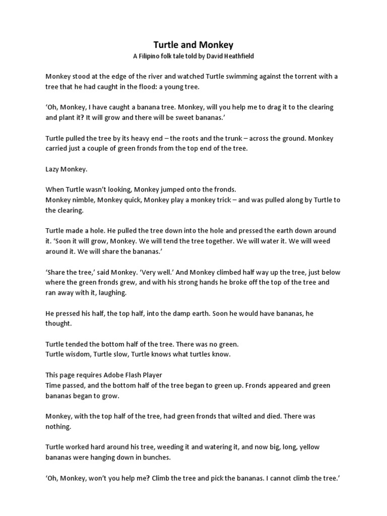 Turtle And Monkey A Filipino Folk Tale Told By David Heathfield Pdf