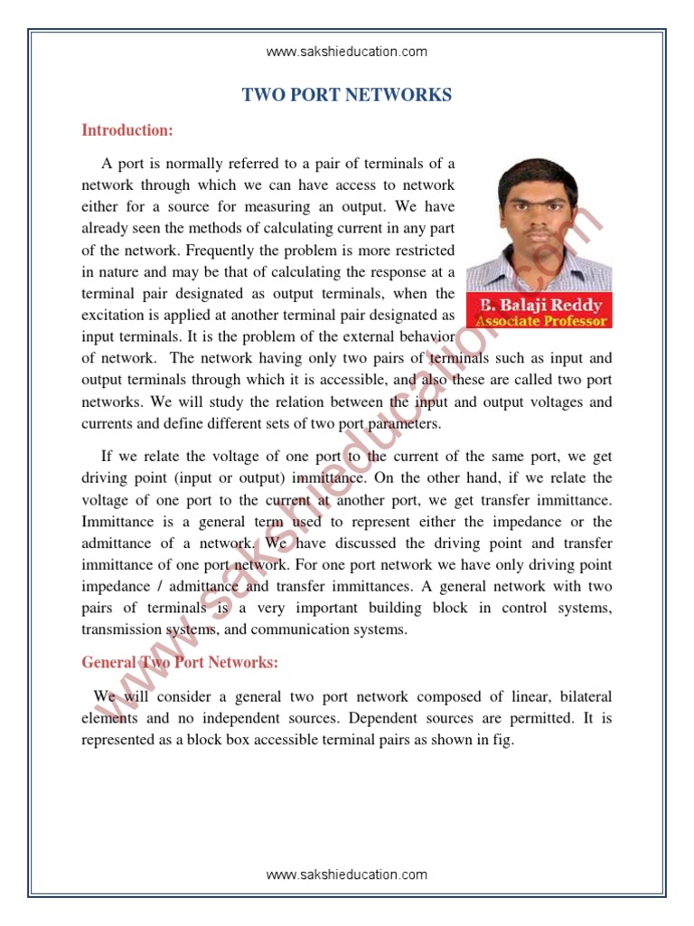 Analysis of Two-Port Networks Using Short Circuit Admittance Parameters ...