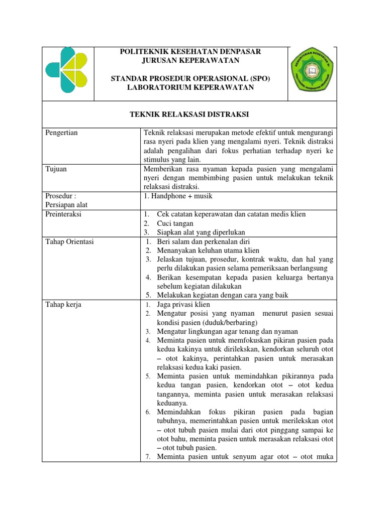Mengelola Nyeri dengan Teknik Relaksasi Distraksi | PDF