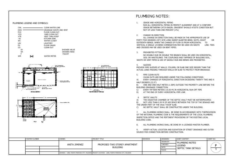 Plumbing Notes:: Plumbing Legend and Symbols | PDF | Plumbing | Septic Tank