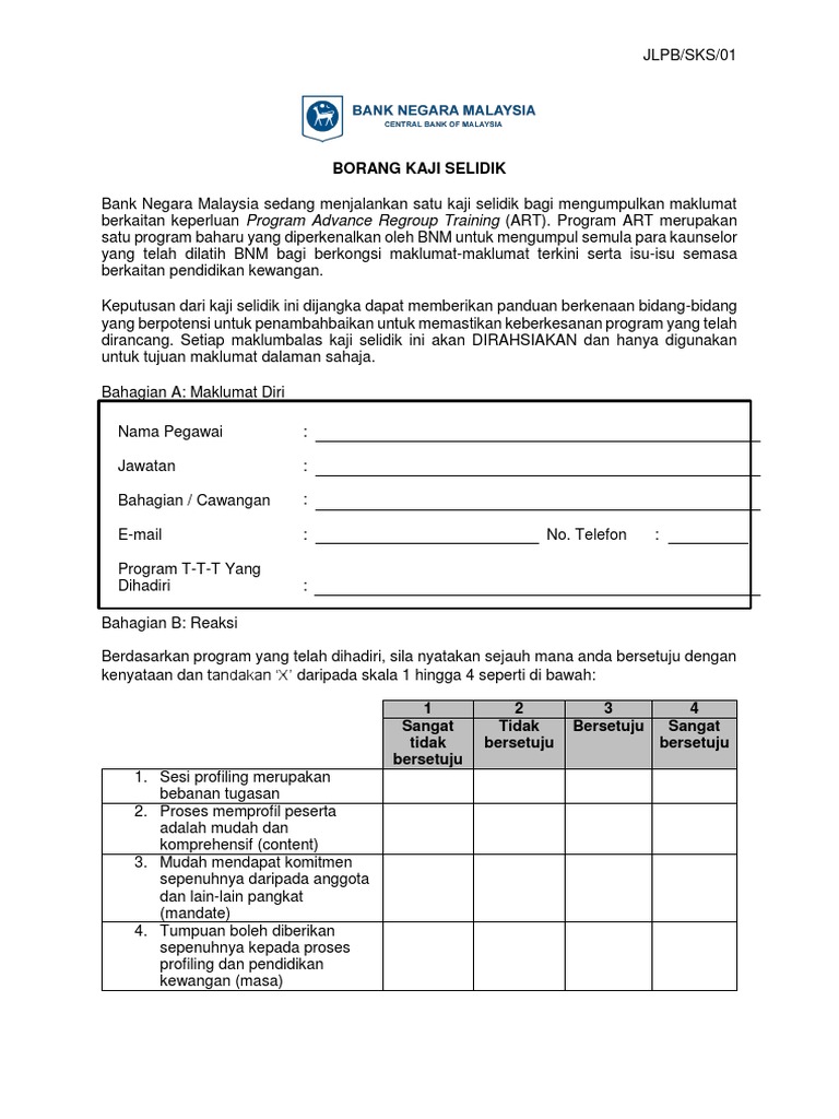 Borang Kaji Selidik - CM | PDF