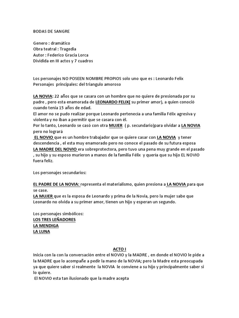 Análisis de personajes en Bodas de Sangre | PDF | Boda | Matrimonio