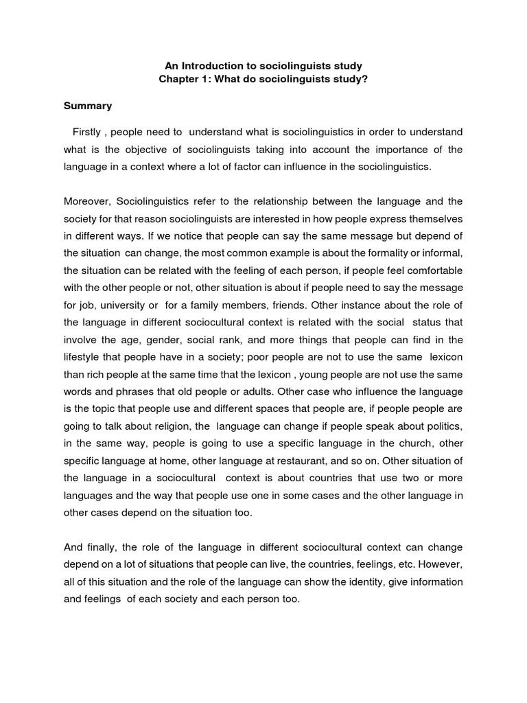 An Introduction To Sociolinguists Study Chapter 1: What Do ...
