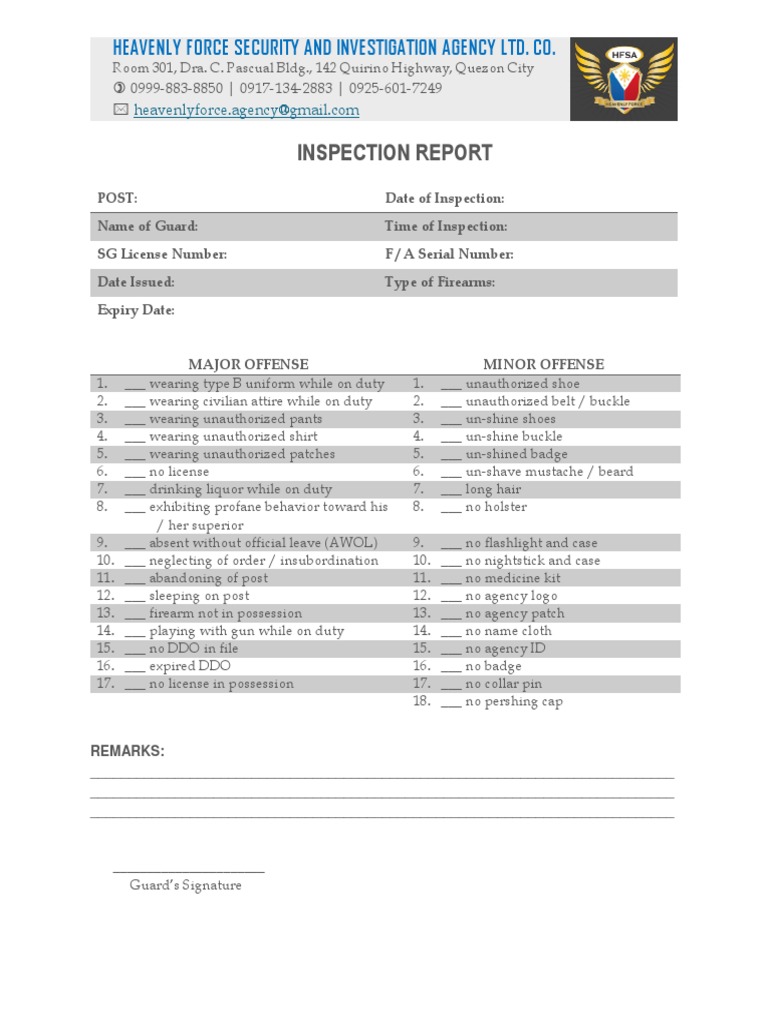 Inspection Report (Updated) | PDF | Uniforms | Fashion