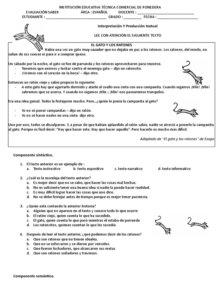 Saber 2 | PDF | Adjetivo | Gatos