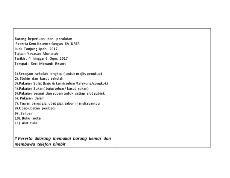 Barang Keperluan Dan Peralatan | PDF