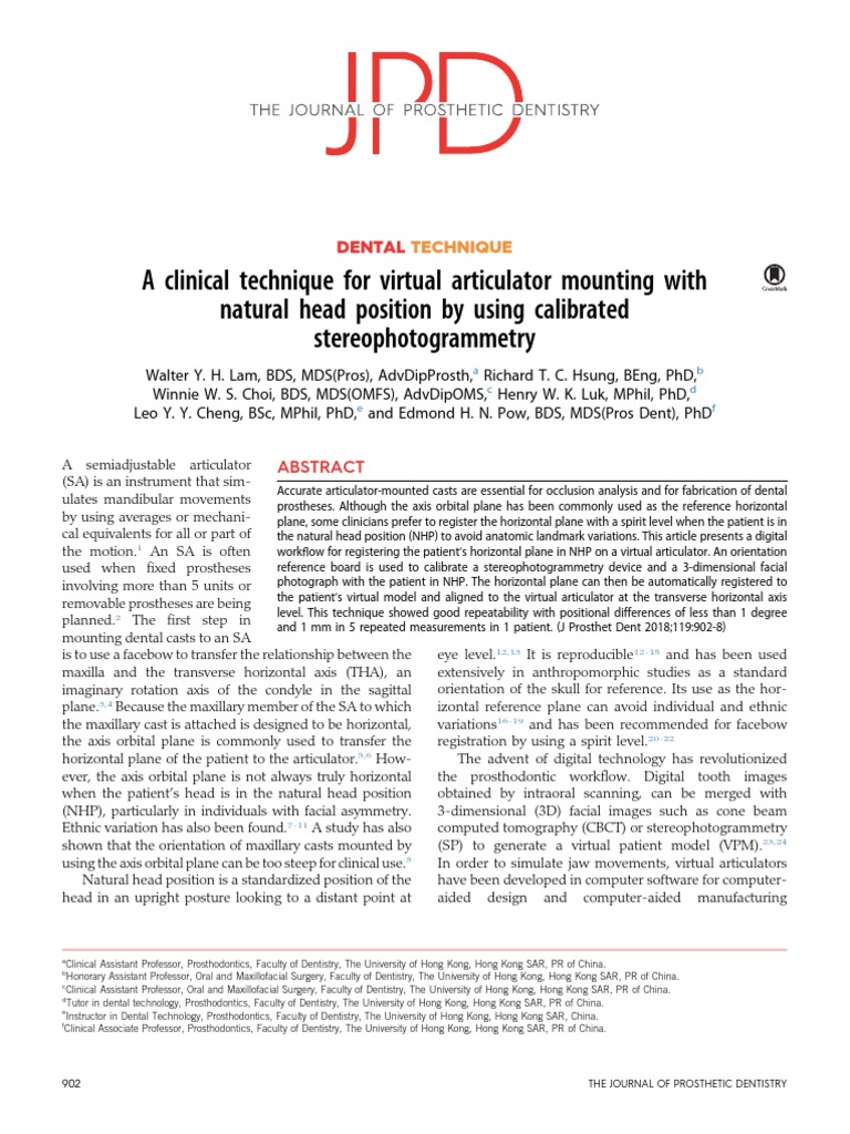 A Clinical Technique For Virtual Articulator Mounting With Natural Head ...
