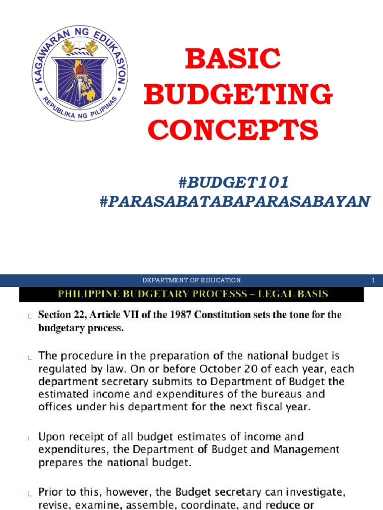 Basic Budgeting Concepts: #BUDGET101 #Parasabatabaparasabayan | PDF ...