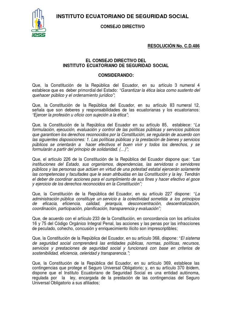 Código de Ética del Instituto Ecuatoriano de Seguridad Social | PDF ...
