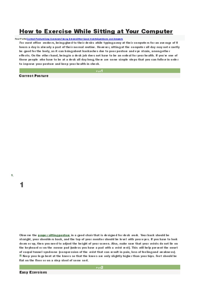 Exercises for Desk Workers | PDF | Musculoskeletal System | Sports
