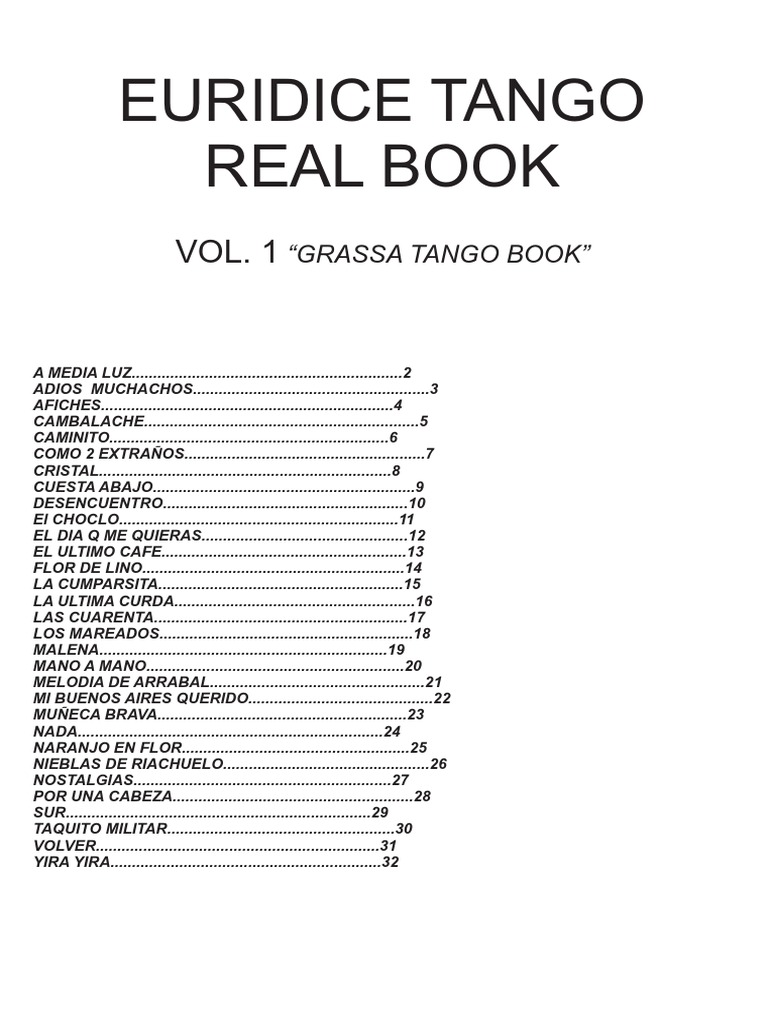 Cancionero de Tangos Clásicos Vol. 1 | PDF