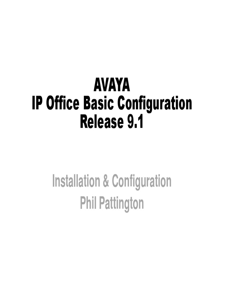 Avaya IP Office Configuration | PDF | Ip Address | Voice Over Ip