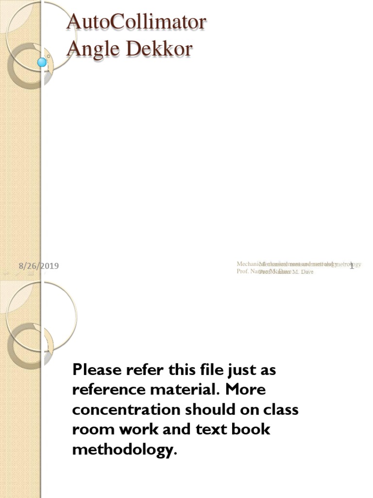 Autocollimator Angle Dekkor: Mechanical Measurement and Metrology Prof ...