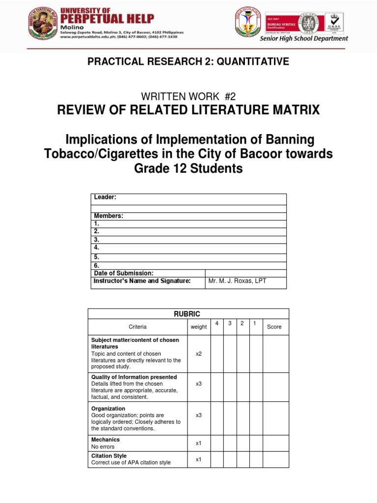 Review of Related Literature Matrix Implications of Implementation of ...