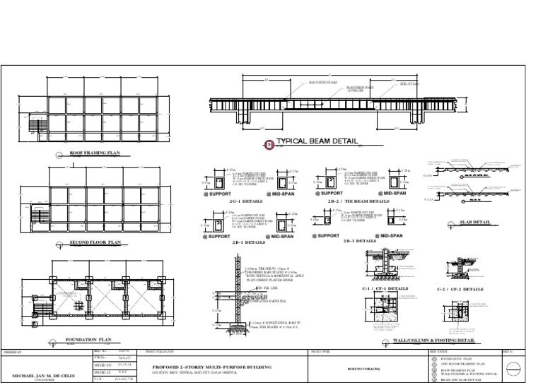 Typical Beam Detail: Roof Framing Plan | PDF | Building | Architectural ...