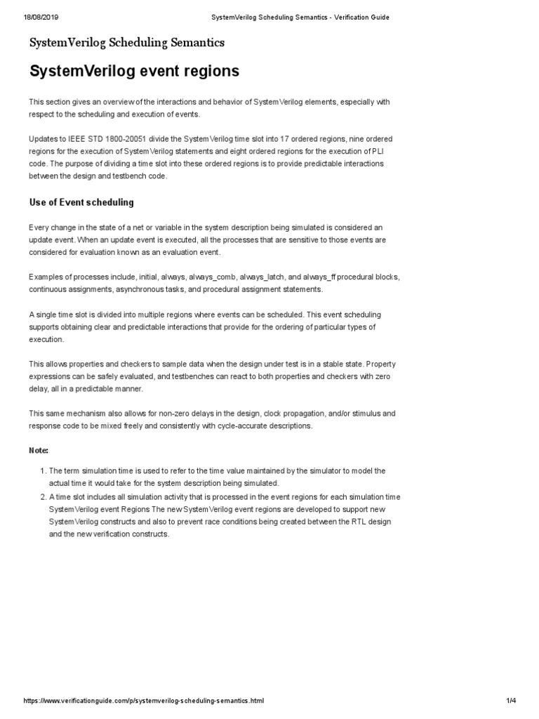 Systemverilog Scheduling Semantics Verification Guide Pdf Software Engineering Areas Of