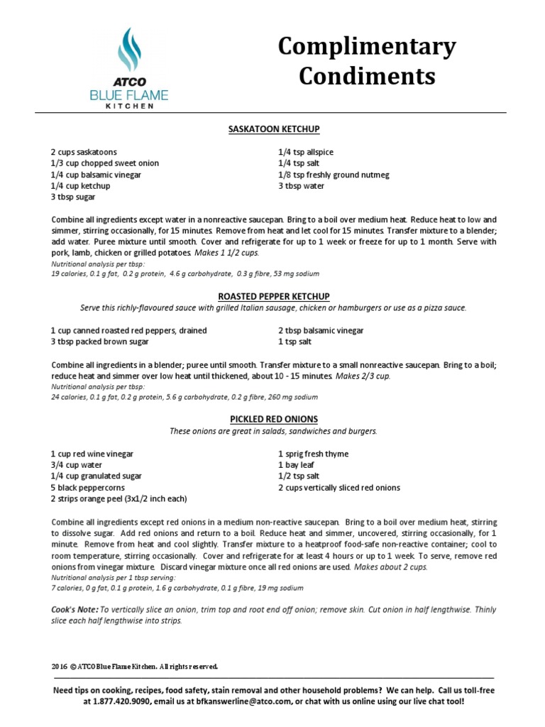 Complimentary Condiments: Saskatoon Ketchup | PDF | Mustard (Condiment ...